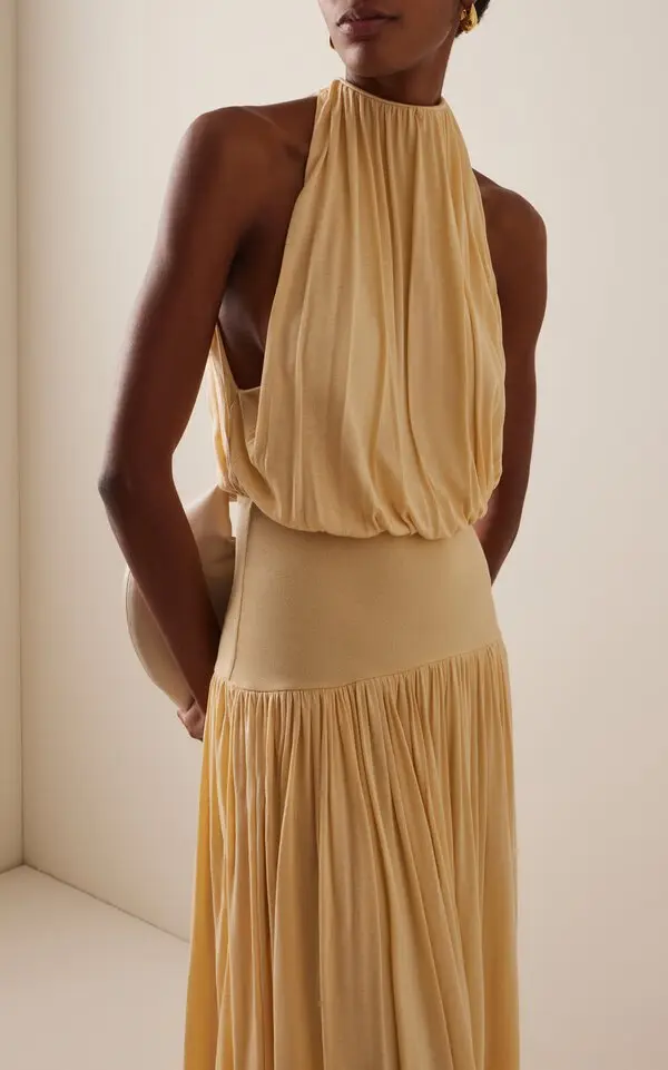 Toteme Gathered Knit Jersey Midi Dress - Yellow | Editorialist