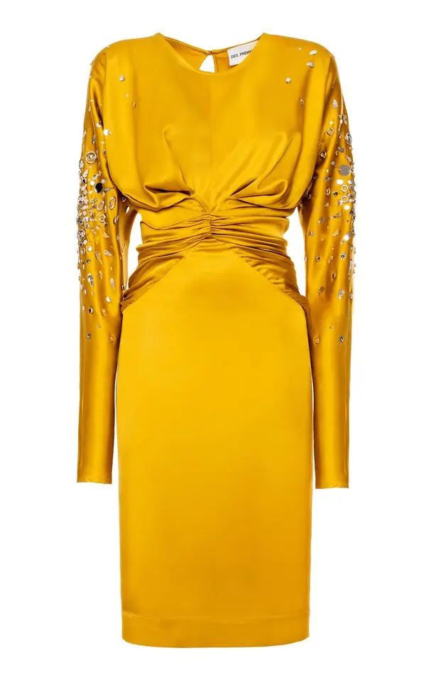 DES_PHEMMES Midi Ruched Dress - Gold