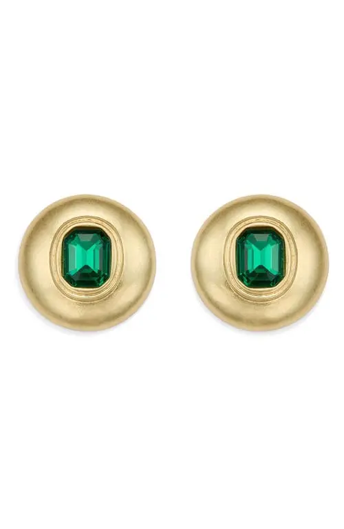 Kurt Geiger Crystal Button Stud Earrings - Green