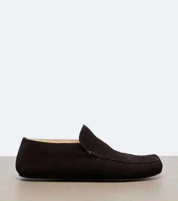 THE ROW Leo Shearling-lined Suede Loafers - Brown