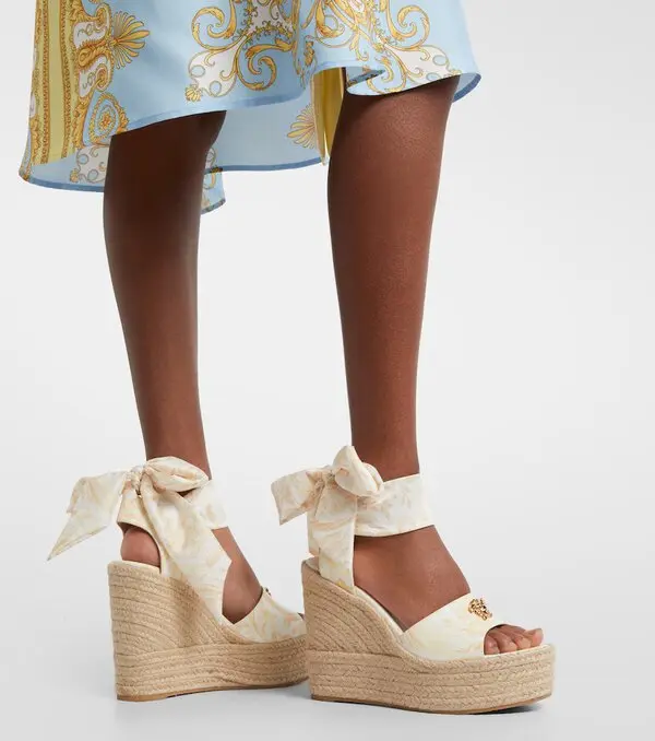 Versace 120 Leather Platform Espadrille Wedges