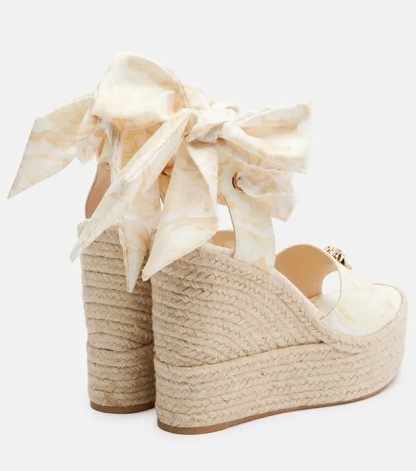 Versace 120 Leather Platform Espadrille Wedges