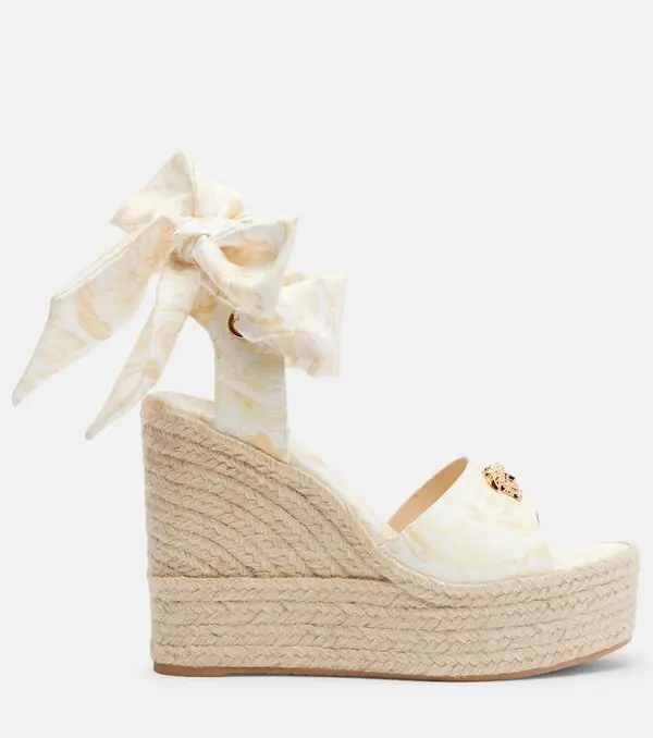 Versace 120 Leather Platform Espadrille Wedges