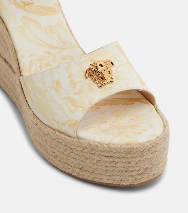 Versace 120 Leather Platform Espadrille Wedges