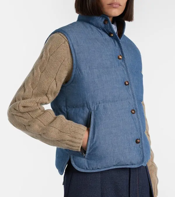 Loro Piana Kris Cotton Chambray Puffer Jacket