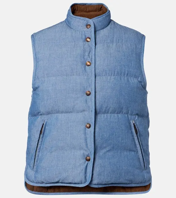 Loro Piana Kris Cotton Chambray Puffer Jacket - Blue