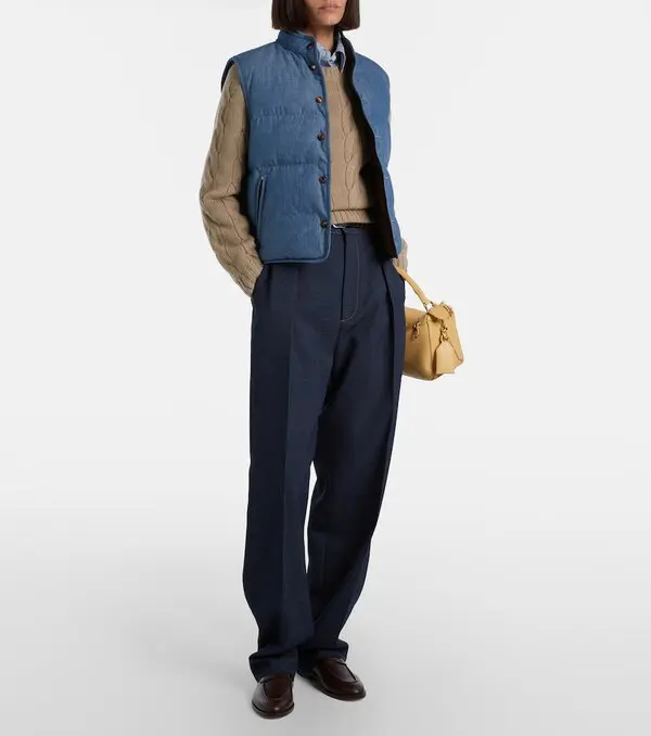 Loro Piana Kris Cotton Chambray Puffer Jacket