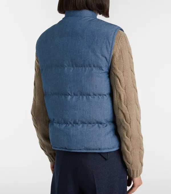Loro Piana Kris Cotton Chambray Puffer Jacket