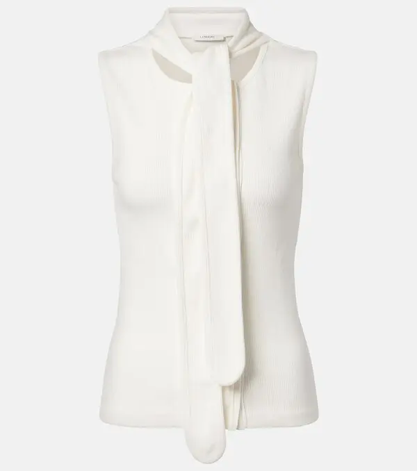 LEMAIRE Scarf-detail Cotton And Linen Jersey Top - White