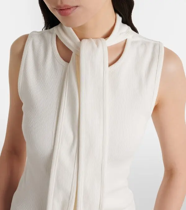 LEMAIRE Scarf-detail Cotton And Linen Jersey Top - White