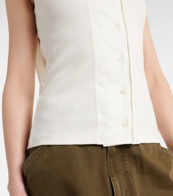 LEMAIRE Scarf-detail Cotton And Linen Jersey Top - White