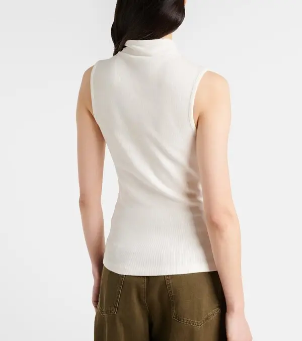 LEMAIRE Scarf-detail Cotton And Linen Jersey Top - White