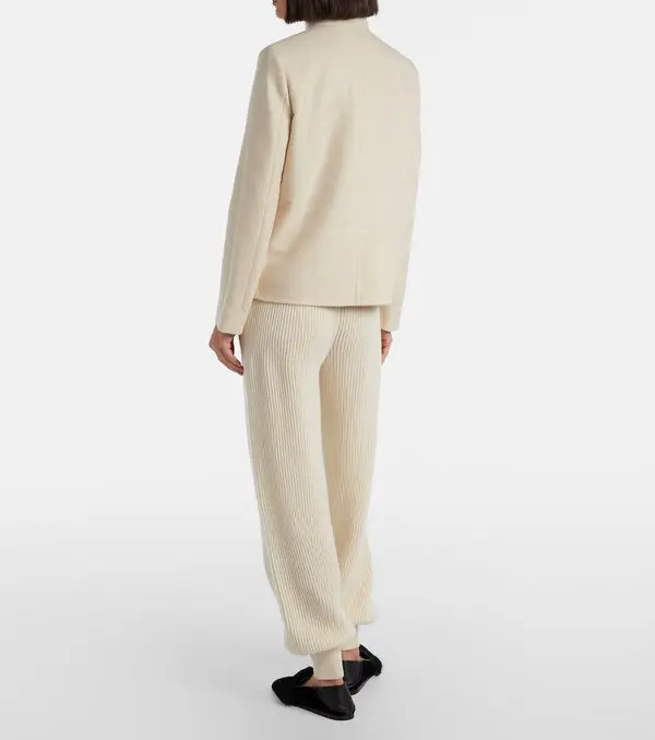 Loro Piana Juniper Ribbed-knit Cashmere Sweatpants - White