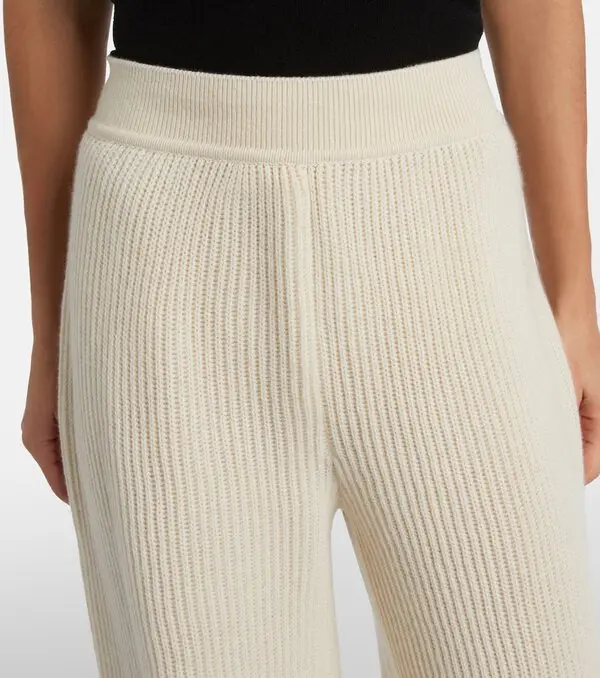Loro Piana Juniper Ribbed-knit Cashmere Sweatpants - White