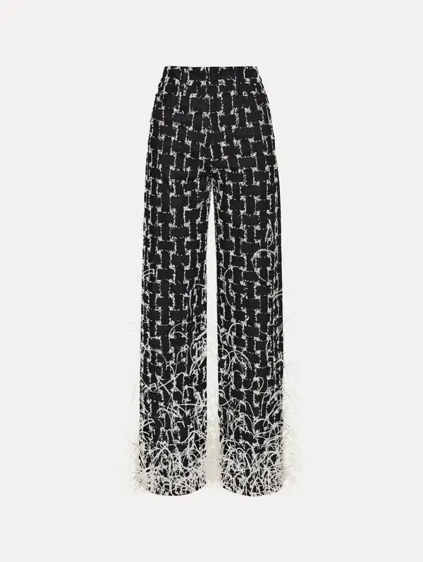 Oscar De La Renta Woven Denim Jacquard Pant