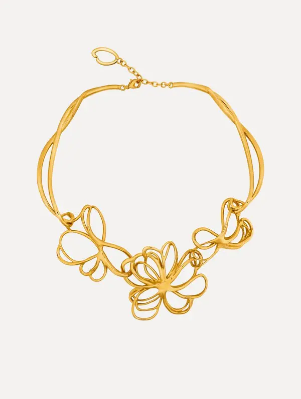 Oscar De La Renta Threaded Flower Necklace - Gold