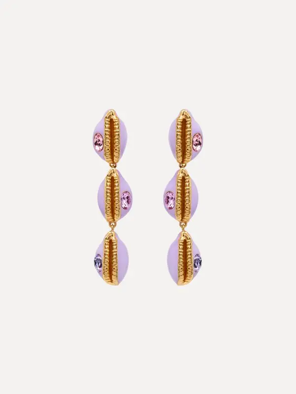 Oscar De La Renta Enamel Cowrie Shell Clip-on Earrings - One-color