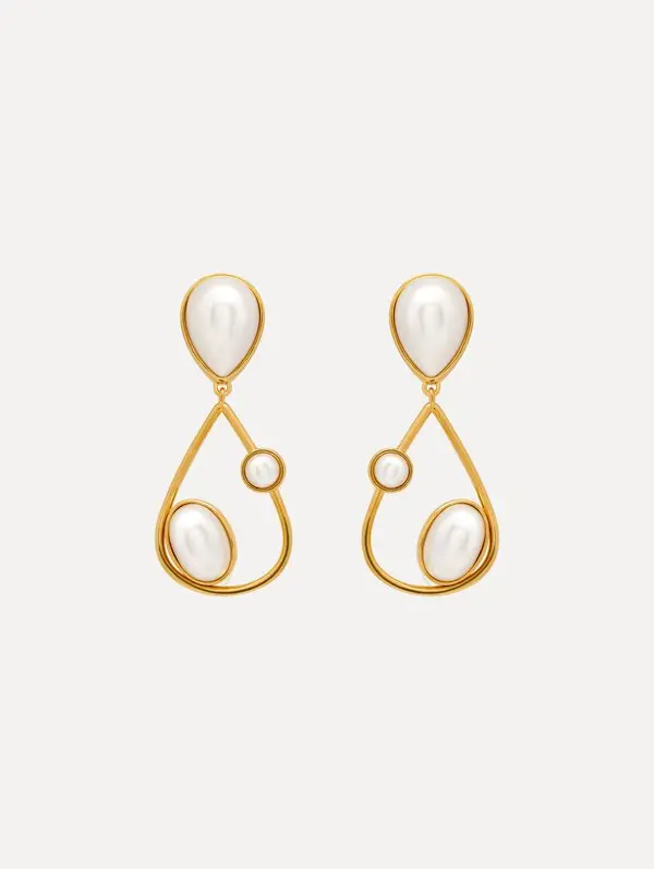 Oscar De La Renta Pearl Cabochon Drop Clip-on Earrings - One-color