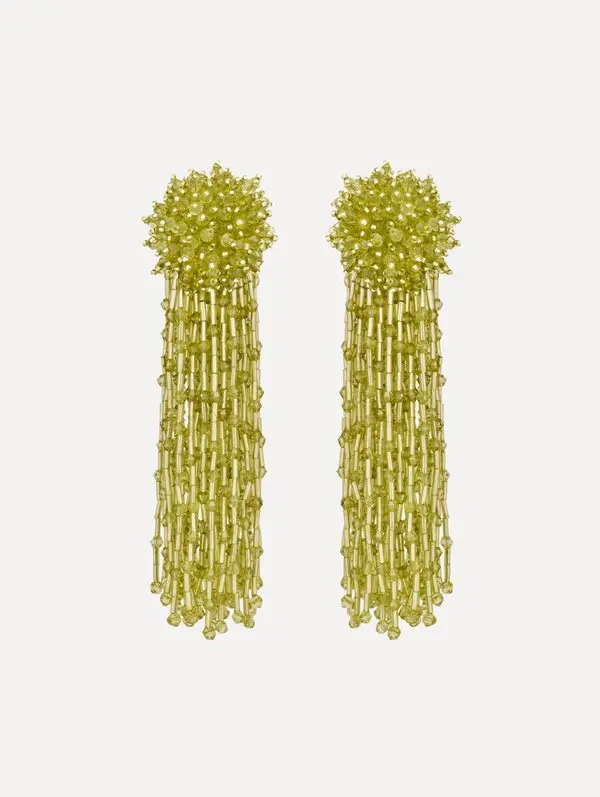 Oscar De La Renta Beaded Tassel Clip-on Drop Earrings - One-color