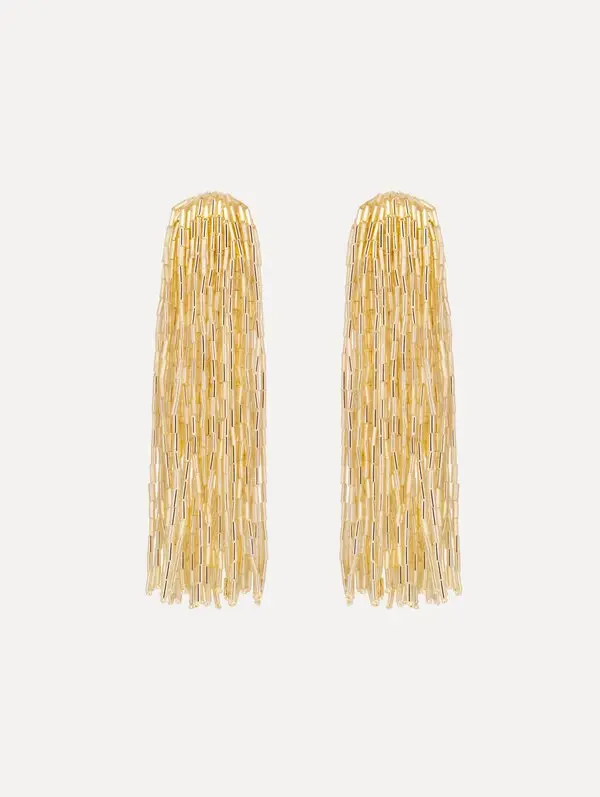 Oscar De La Renta Beaded Tassel Clip-on Drop Earrings - One-color