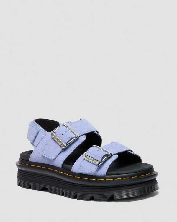 Dr. Martens Zebzag Suede Platform Sandals - Blue
