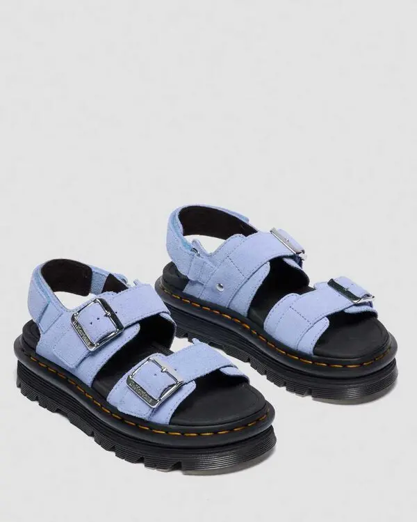 Dr. Martens Zebzag Suede Platform Sandals - Blue