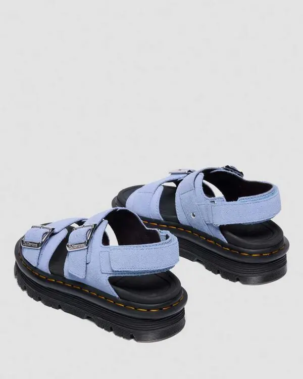 Dr. Martens Zebzag Suede Platform Sandals - Blue