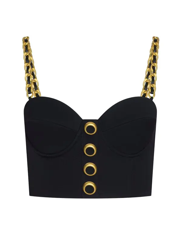 L'Agence Sophia Chain Bralette - Black