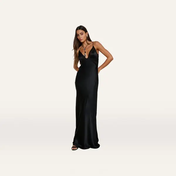 L'Agence Elsa Silk Gown - Black
