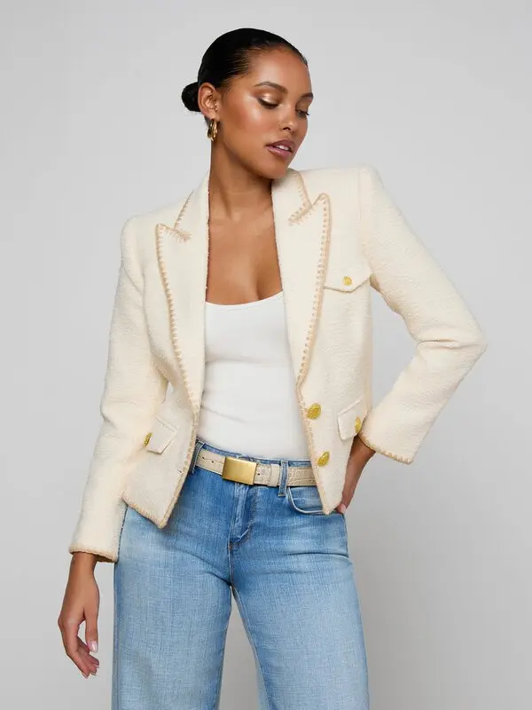 L'Agence Wylla Tweed Blazer - Ecru/biscuit
