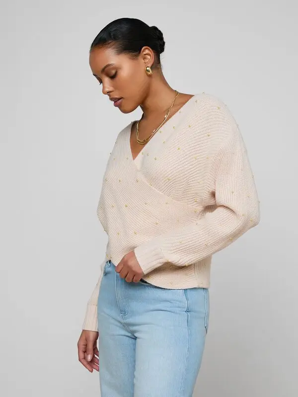 L'Agence Antonella Crossover Sweater - Soft Blush/gold