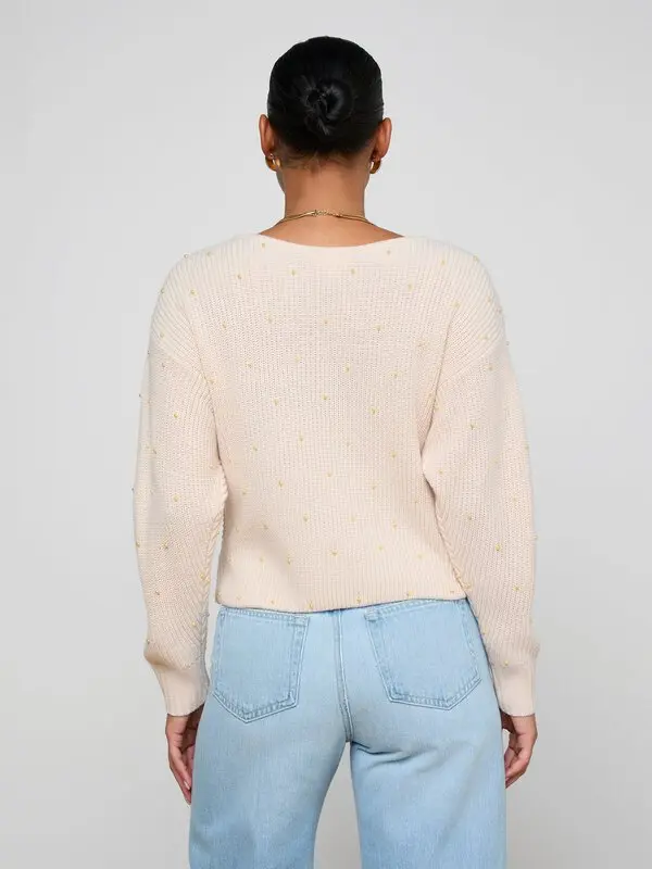 L'Agence Antonella Crossover Sweater - Soft Blush/gold