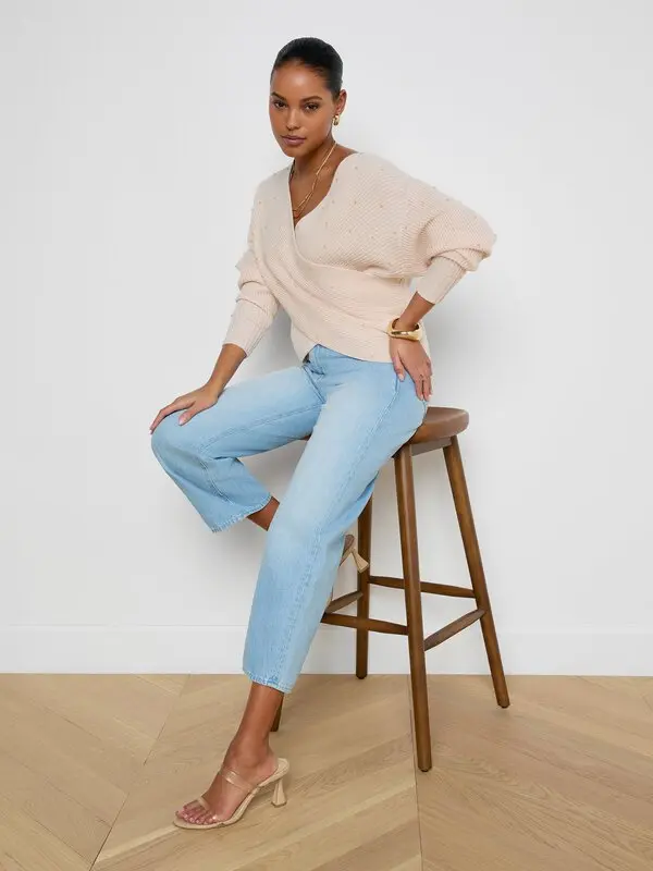 L'Agence Antonella Crossover Sweater - Soft Blush/gold