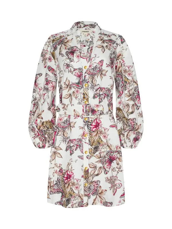 L'Agence Kiersten Printed Linen-blend Dress