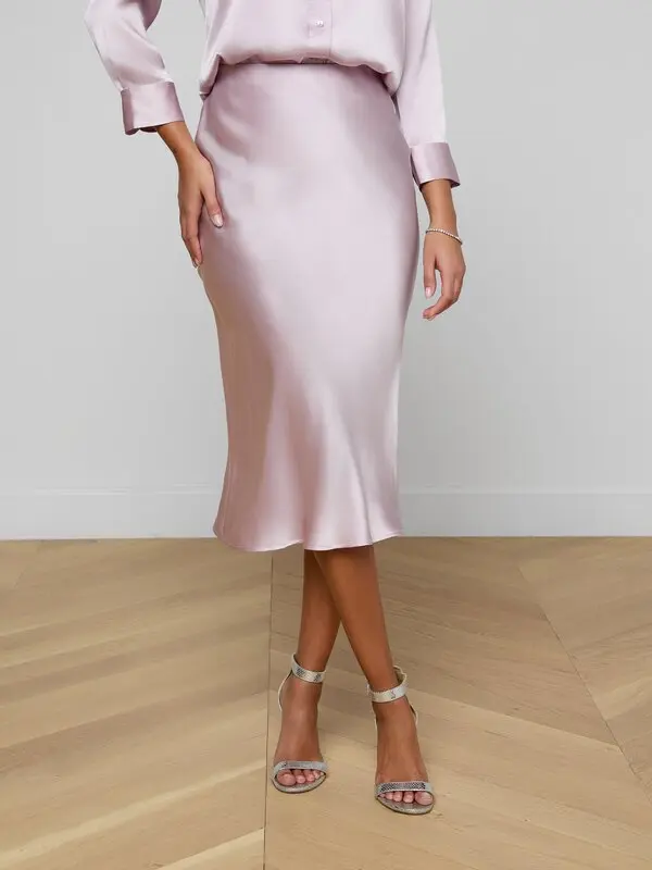 L'Agence Perin Silk Midi Skirt