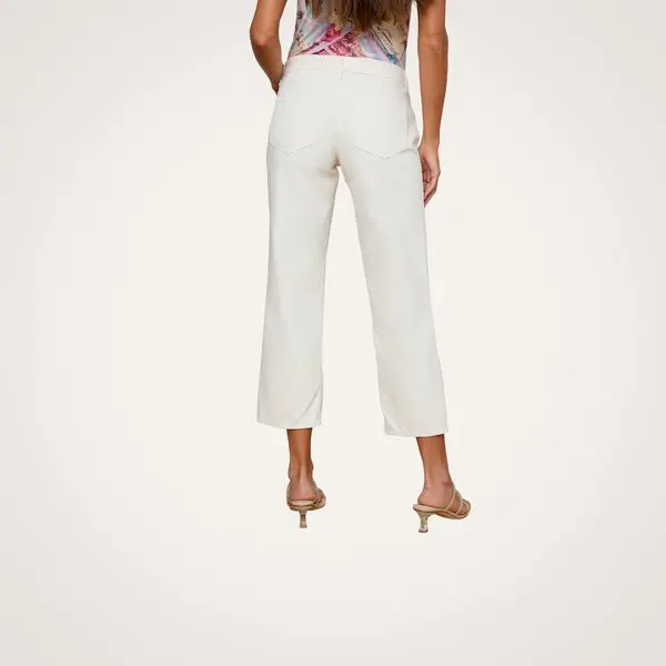 L'Agence Blaine Cropped Stovepipe Jean - Light Ecru Destruct