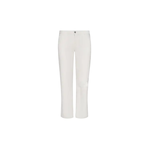 L'Agence Blaine Cropped Stovepipe Jean - Light Ecru Destruct