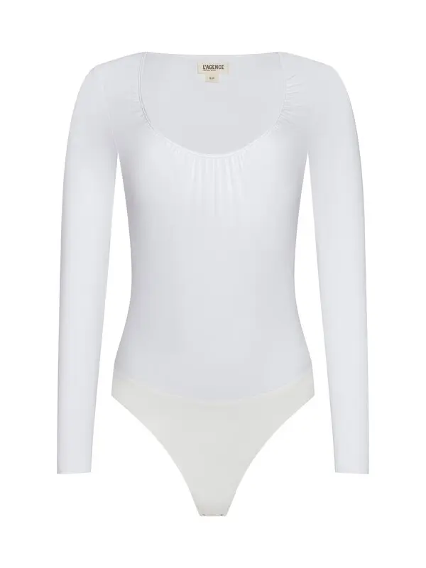 L'Agence Ruched Bodysuit - White