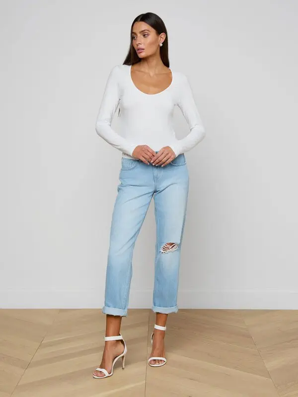 L'Agence Ruched Bodysuit - White