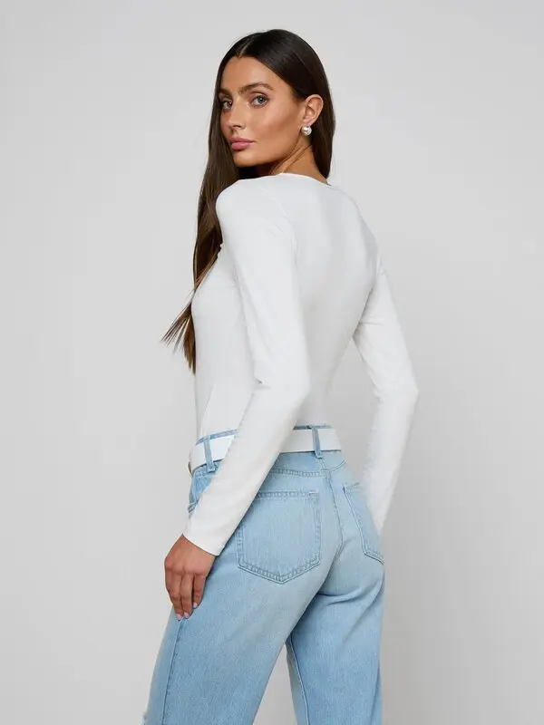 L'Agence Ruched Bodysuit - White