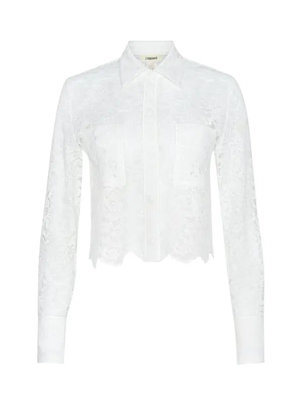 L'Agence Roelle Lace Blouse Top - Ivory