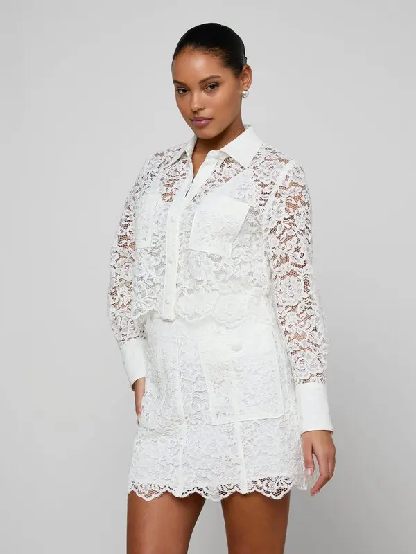 L'Agence Roelle Lace Blouse Top - Ivory