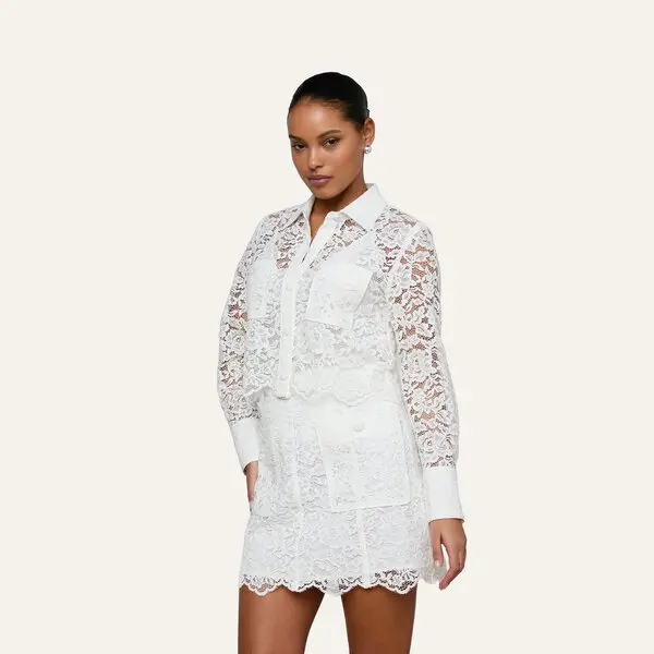 L'Agence Roelle Lace Blouse Top - Ivory