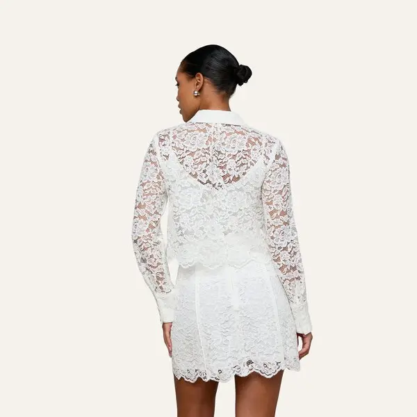 L'Agence Roelle Lace Blouse Top - Ivory