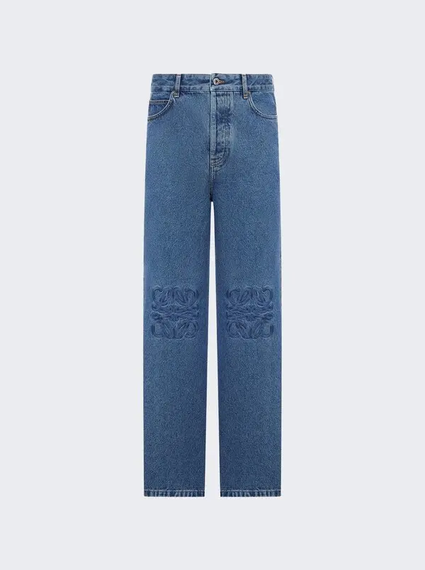 Loewe Anagram Embroidered Baggy Jeans - Blue