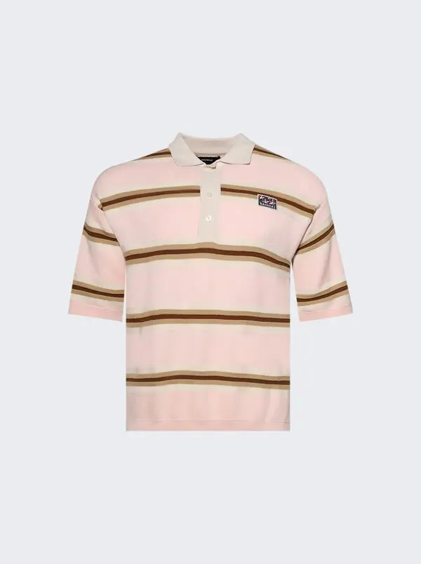NAHMIAS Knit Striped Polo Top Soft Stripe Knitwear - Pink