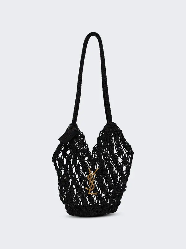 Saint Laurent Small Crochet Shopping Bag - Black