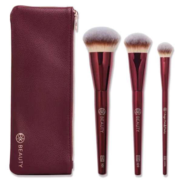 BK BEAUTY Holy Grail Brush Trio Signature Series Burgundy Metal Set With Travel Pouch - One-color