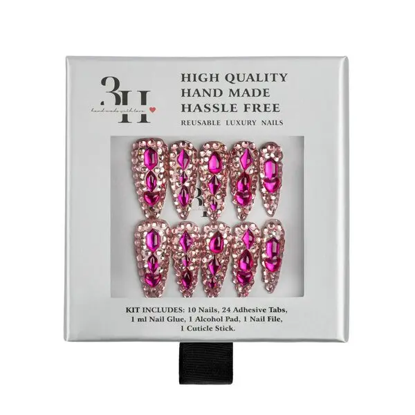 3H NAILS Diamond Diva Handmade Press-on Nails - One-color