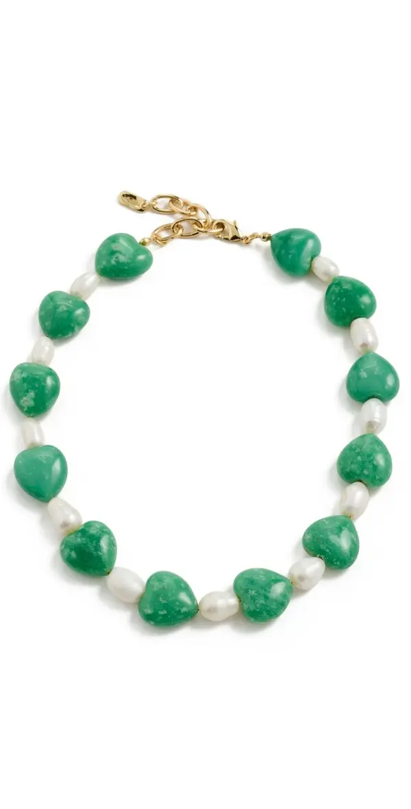 LOGAN TAY Aqua Heart Stone Necklace - Green